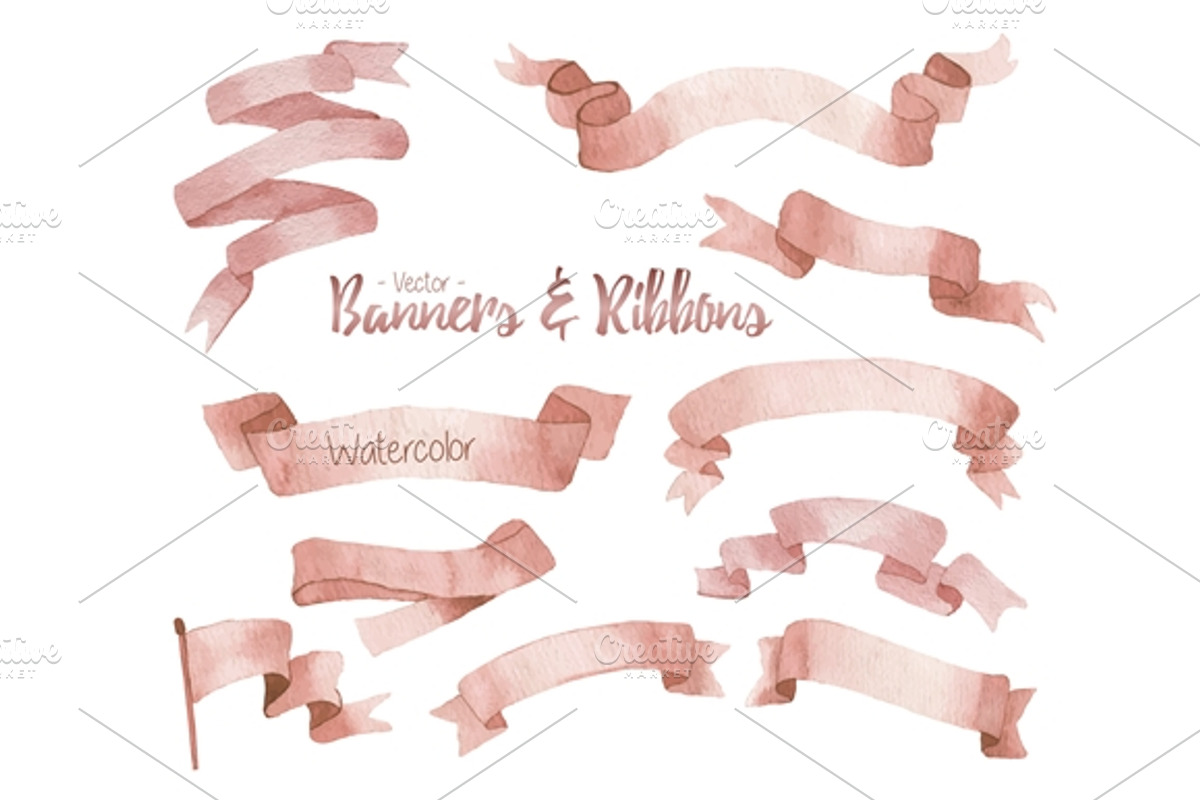 Watercolor ribbons and banners, an Object Graphic by Sunshine Art Shop