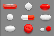 Pills, tablets and drugs red and | Graphic Objects ~ Creative Market