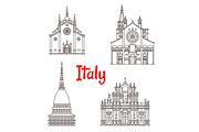 Italian architecture Italy landmarks vector icons, an Illustration by ...