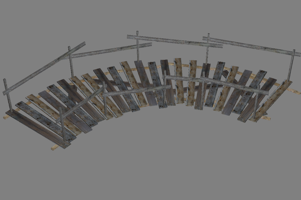 Wood_Bridge_Curve_Left_4, an Architecture 3D Model by 2dawngames