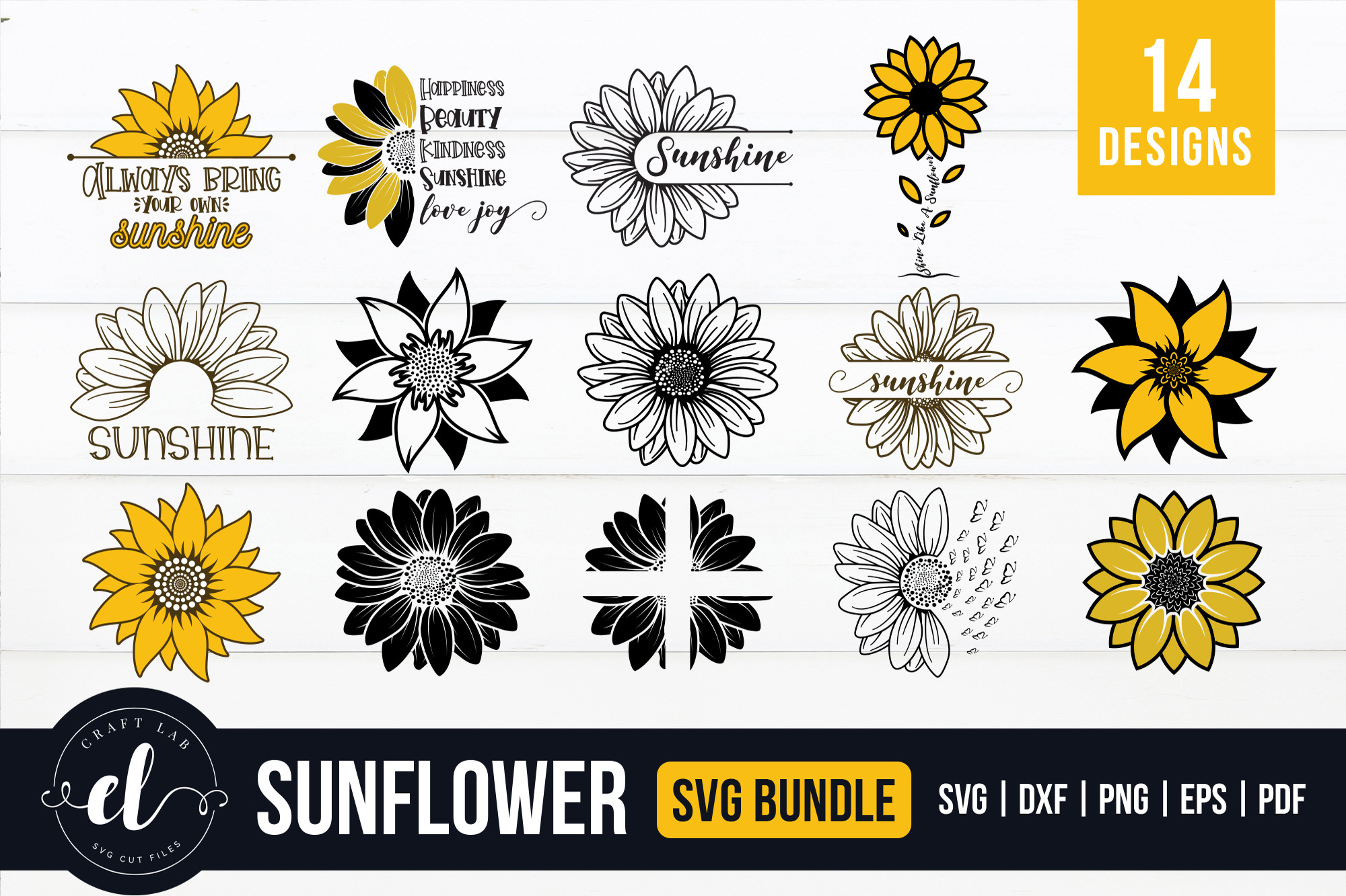 Sunflower SVG Bundle, a Graphic by CraftlabSVG