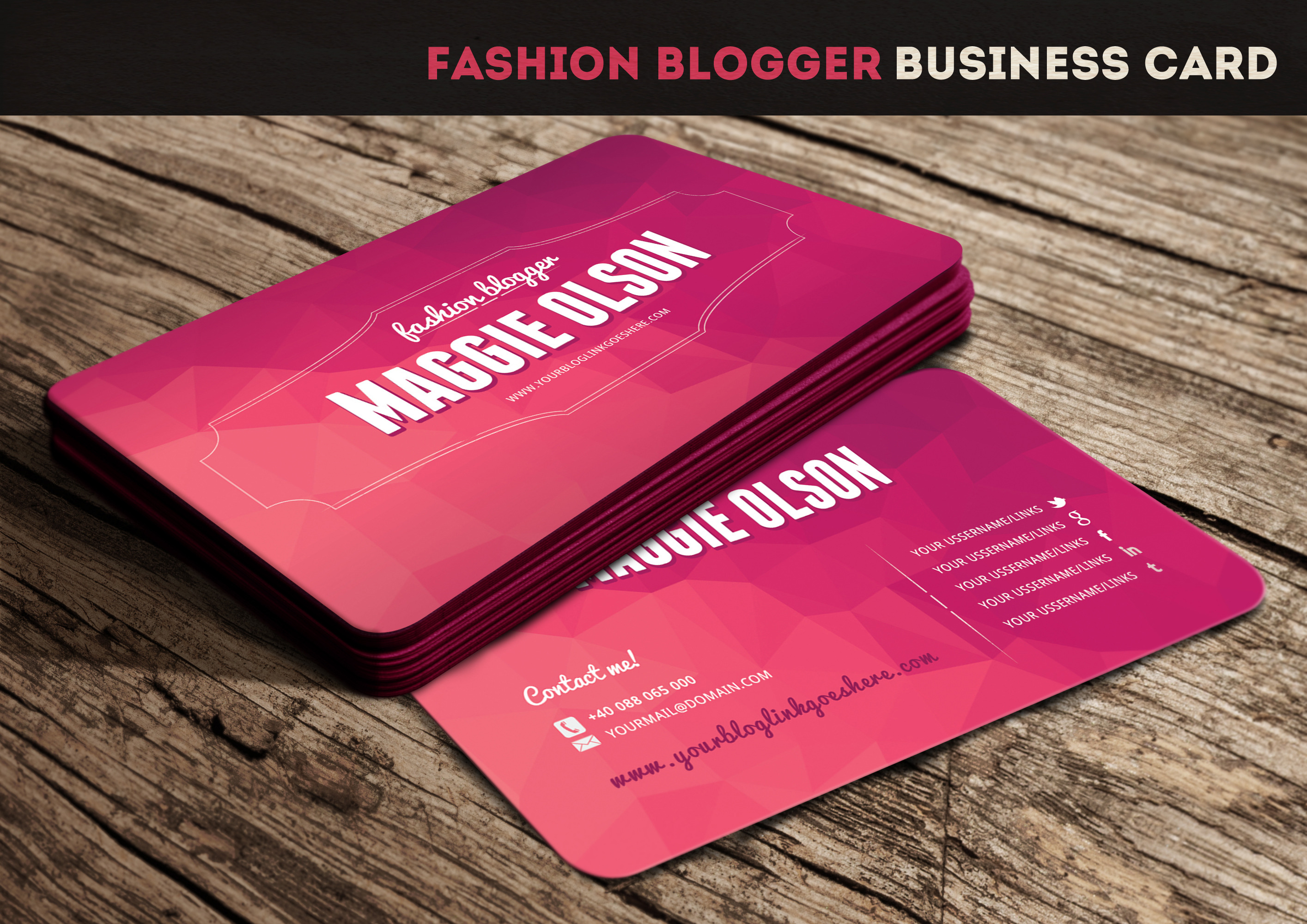 Fashion Blogger Business Card, a Business Card Template by Moon Starer ...