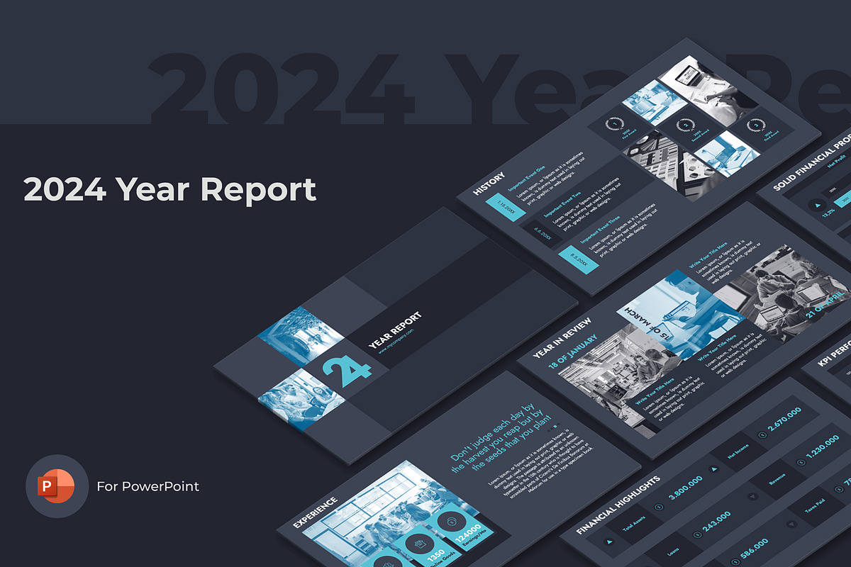 Year Report Powerpoint, a Presentation Template by JetzTemplates