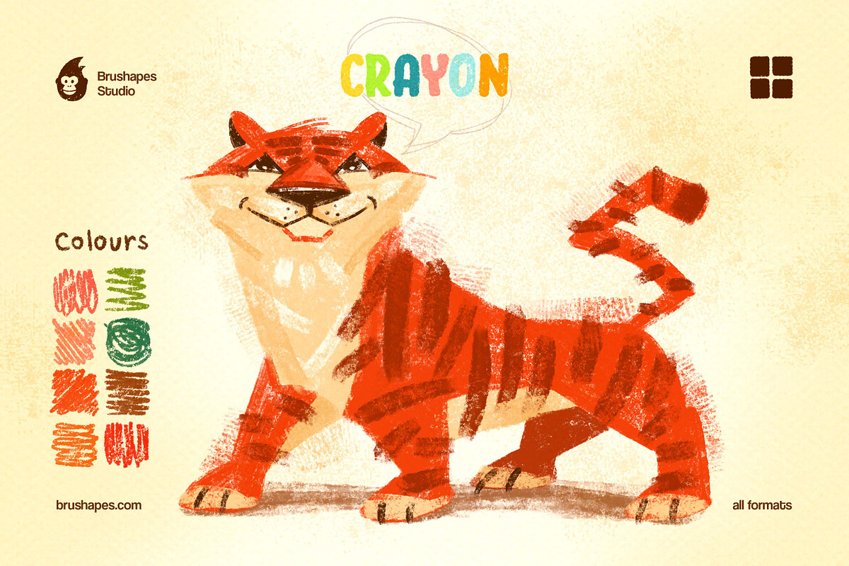 Joyful Crayon Multi App Brushes, a Brush Add-On by brushapes.com