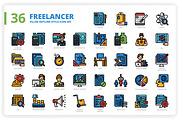 36 Freelancer Icons x 3 Style, an Outline Icon by monkik