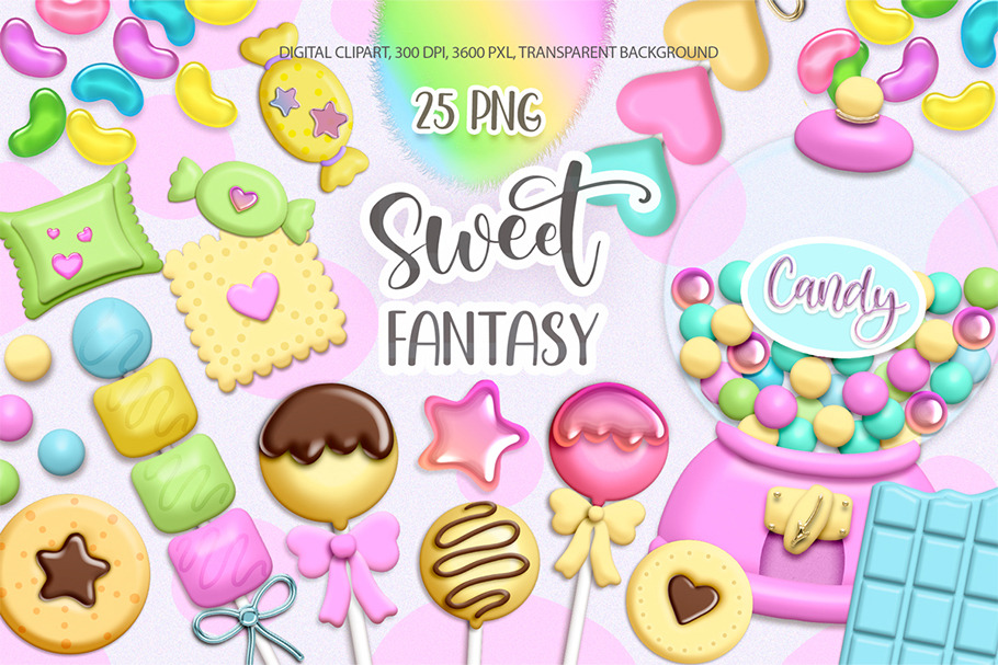 Candy clipart, candyland and sweets, a Food Illustration by HAPPY PUPPY ...