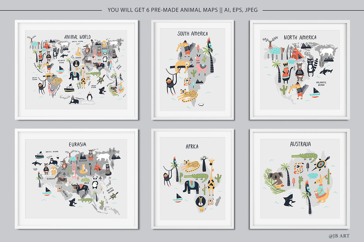 Animal World - Map Creator, an Animal Illustration by Oksana Stepova