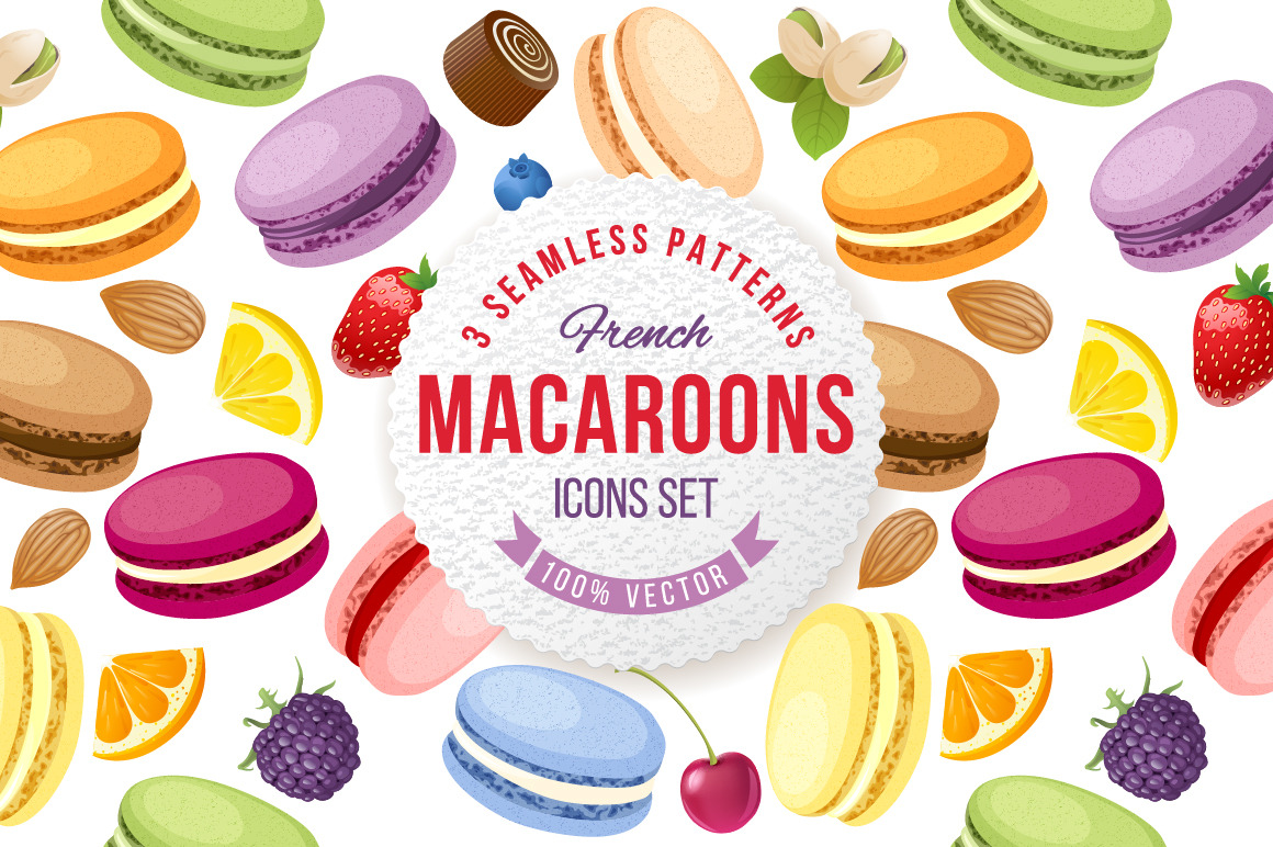 French macaroons set, a Food Illustration by handsketched