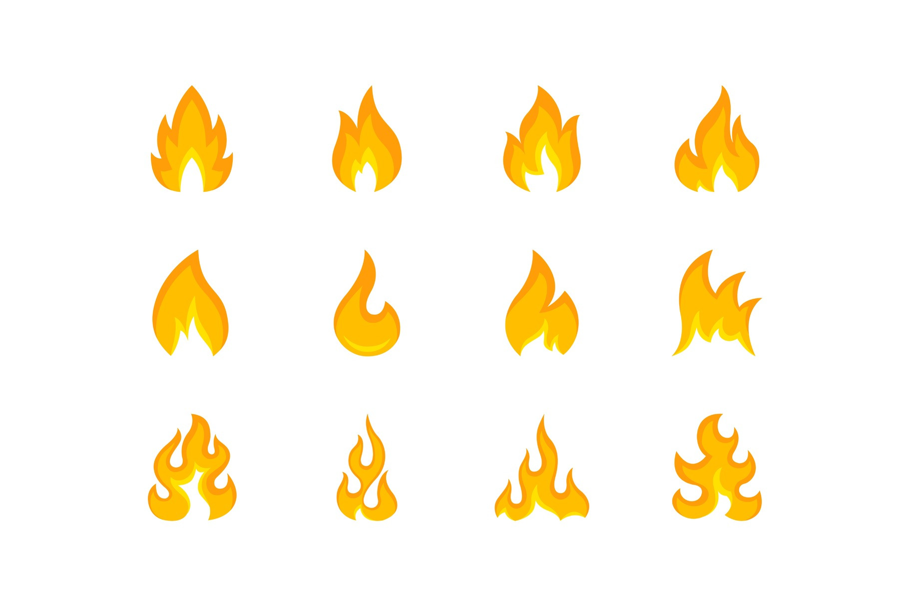 Collection of multicolored shapes of flame, a Decorative Illustration ...