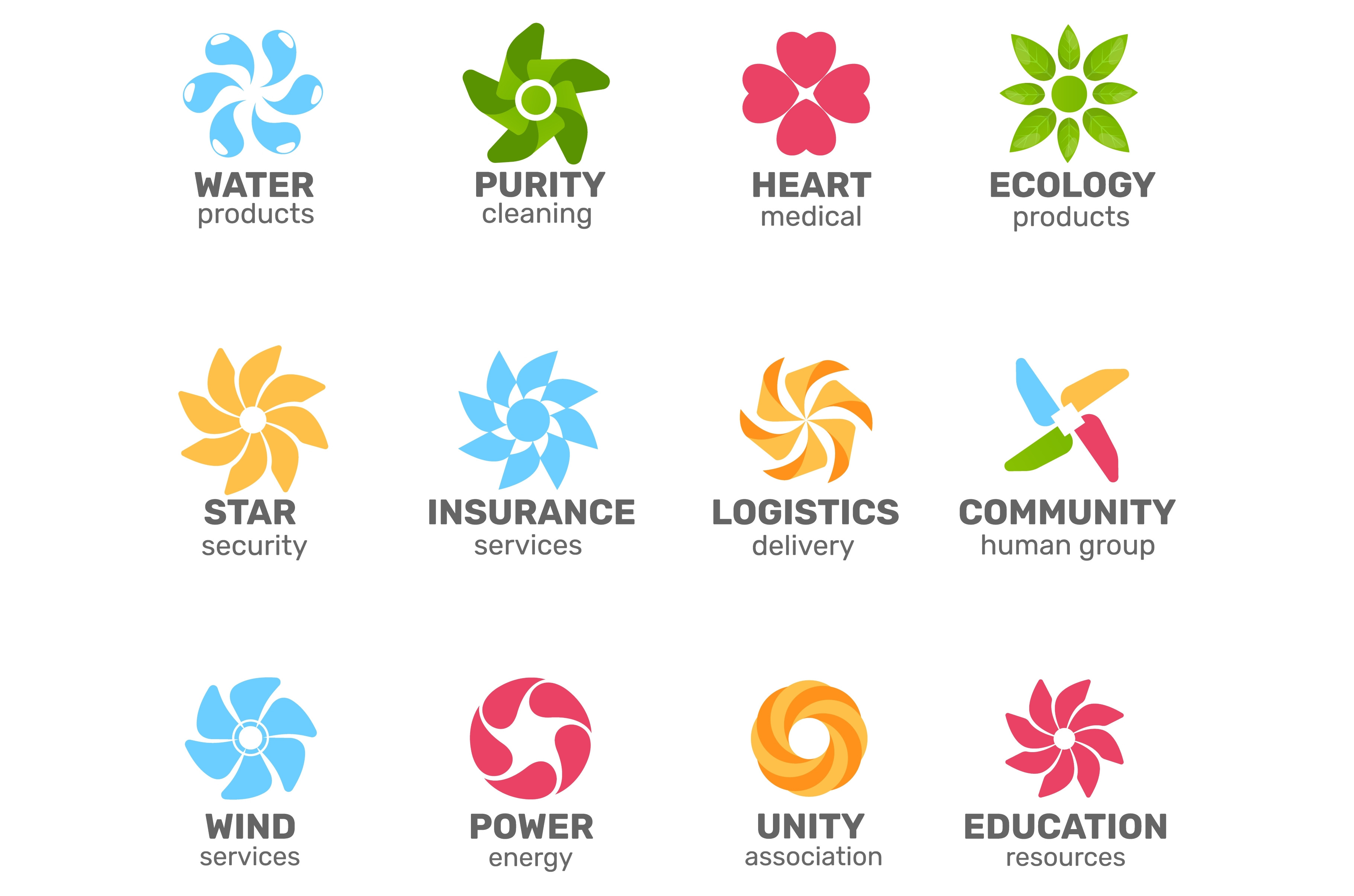Circle pinwheels logos. Simple, an Object Illustration by Vectorbuum ...