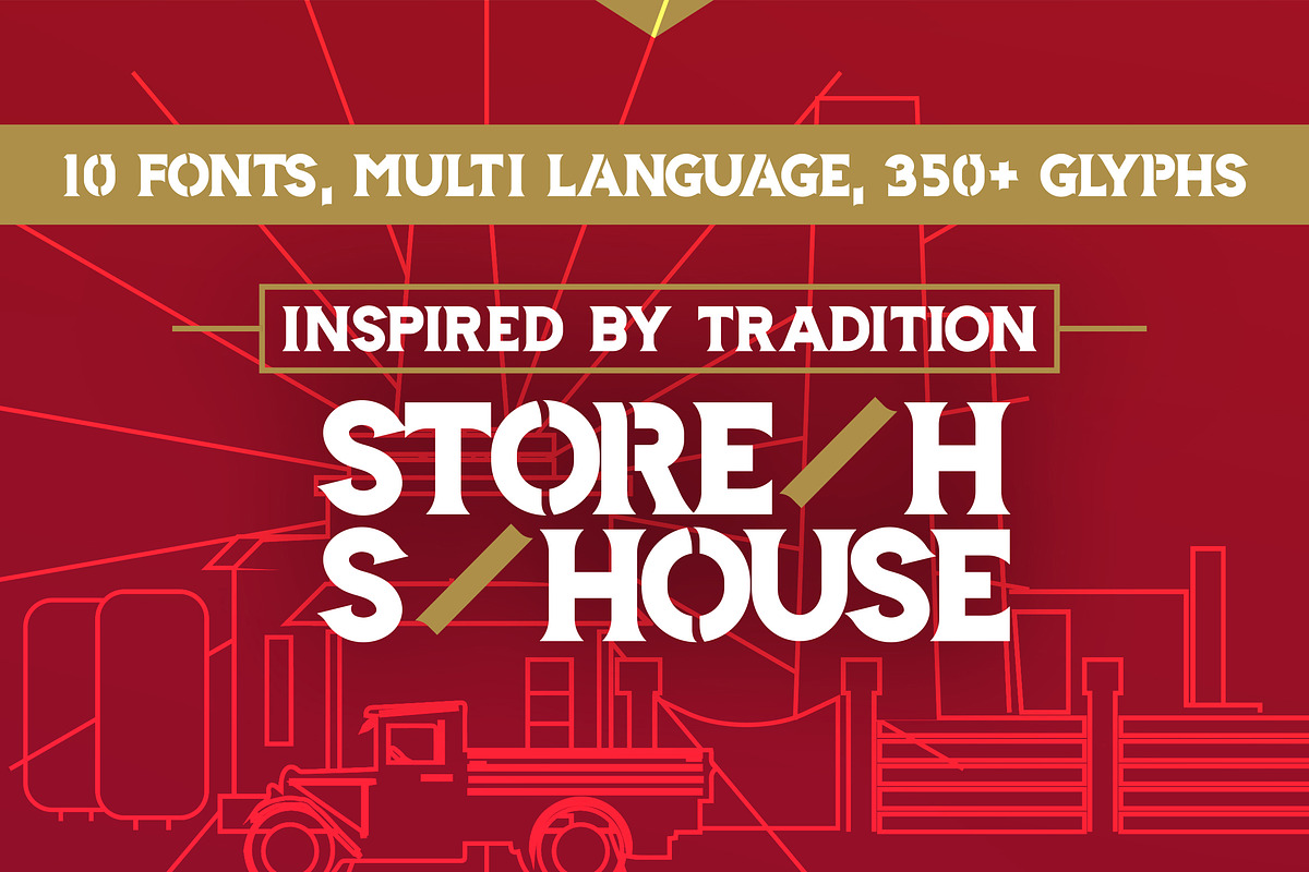 Storehouse Font + Vector shapes, a Serif Font by LeoSupply.co