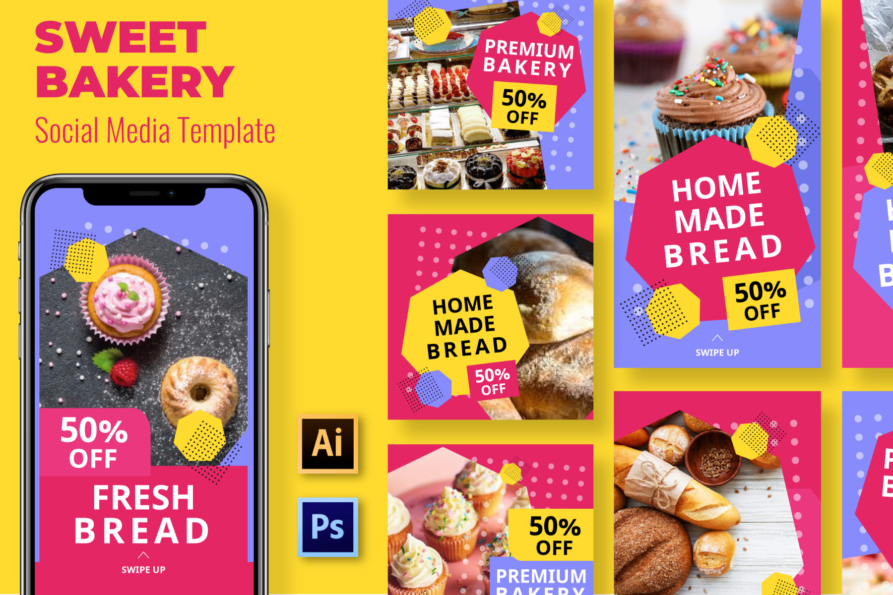 Bakery Social Media Template, a Social Media Template by AQR Studio