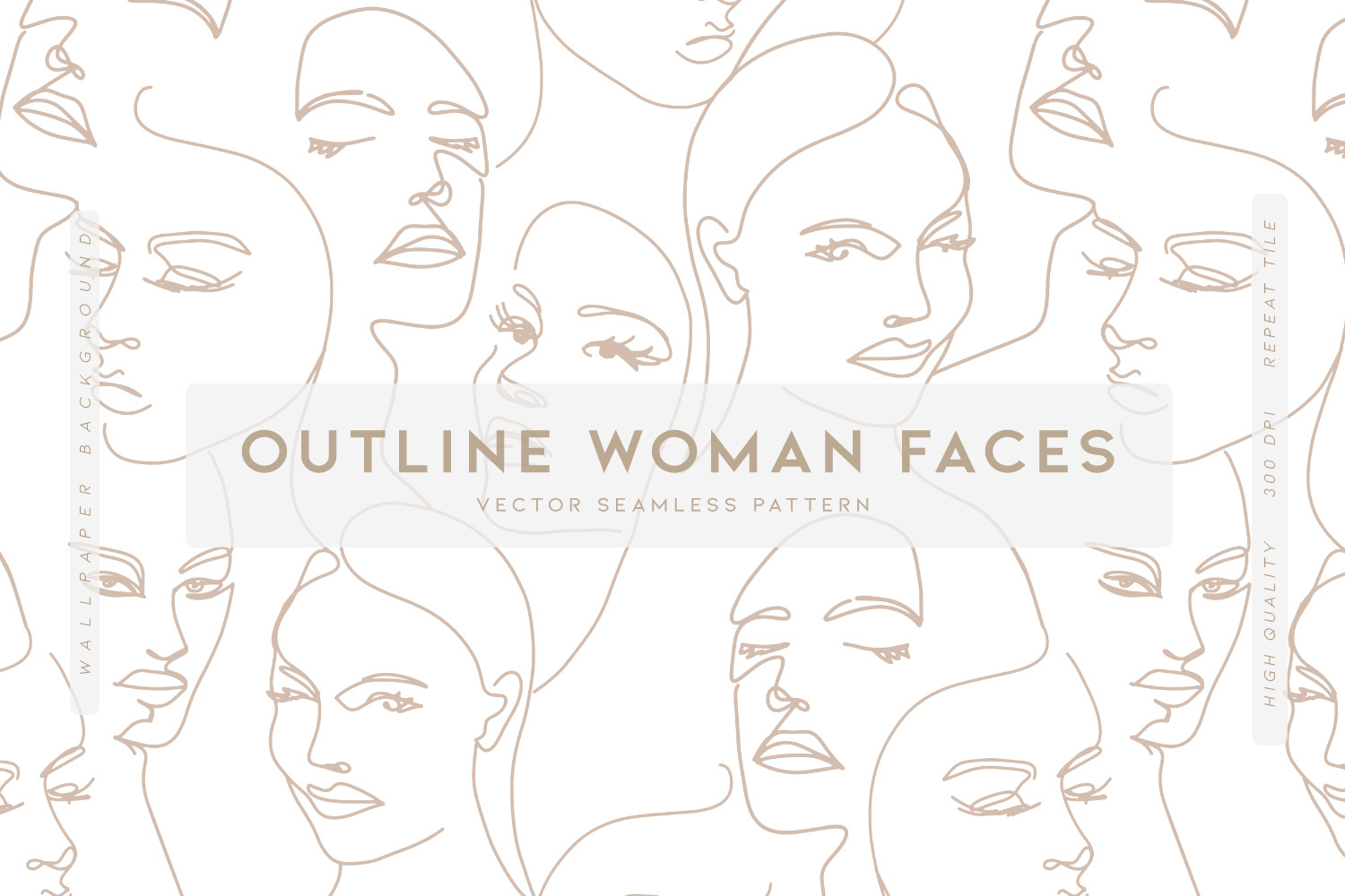 Outline Woman Faces, a Wallpaper Graphic by MalyskaStudio