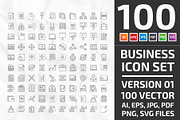 100 Business Icon Set 1 Grey Style | Icons ~ Creative Market