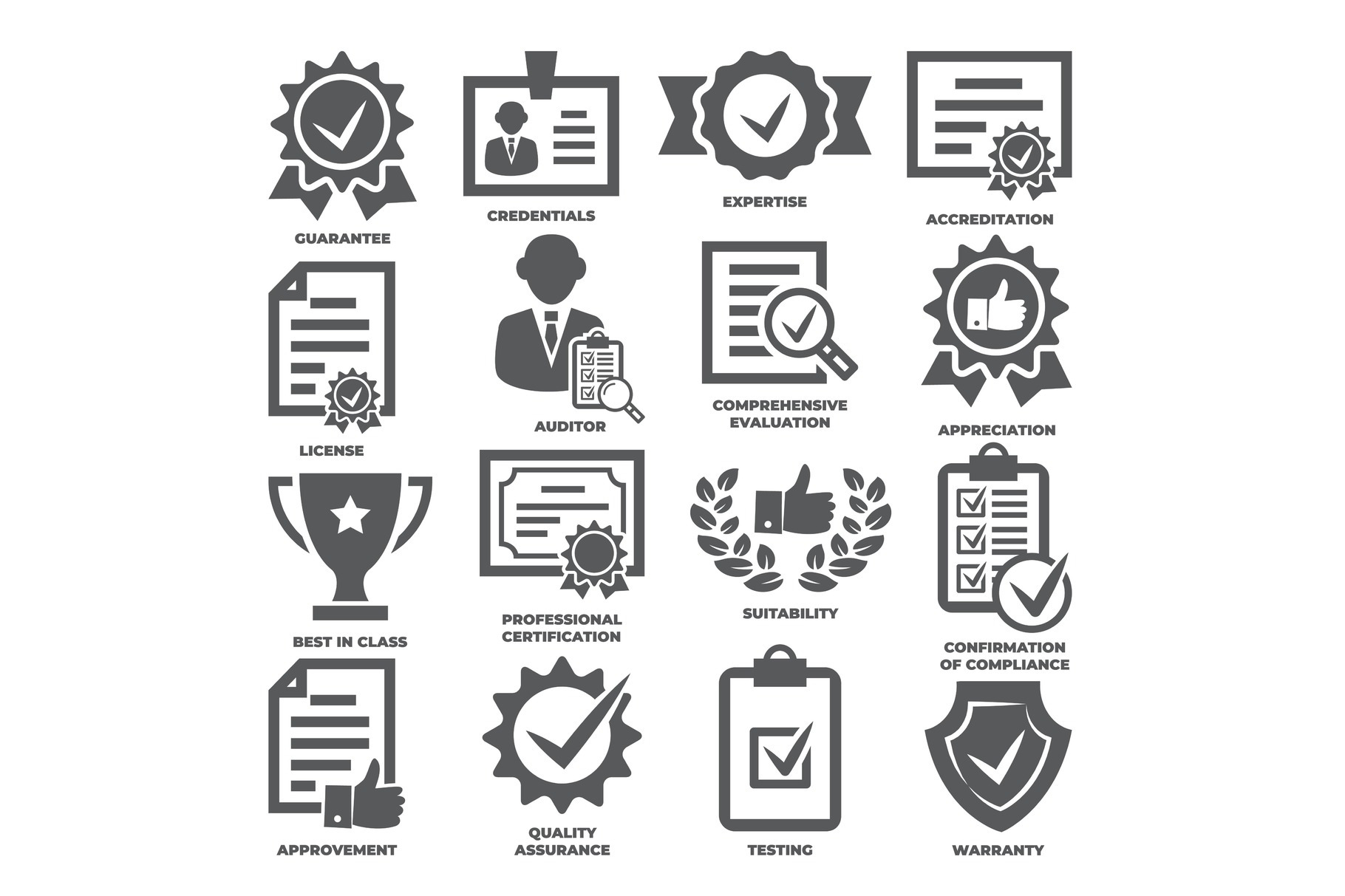 Approvement and accreditation icons, a Technology Illustration by IhorZigor