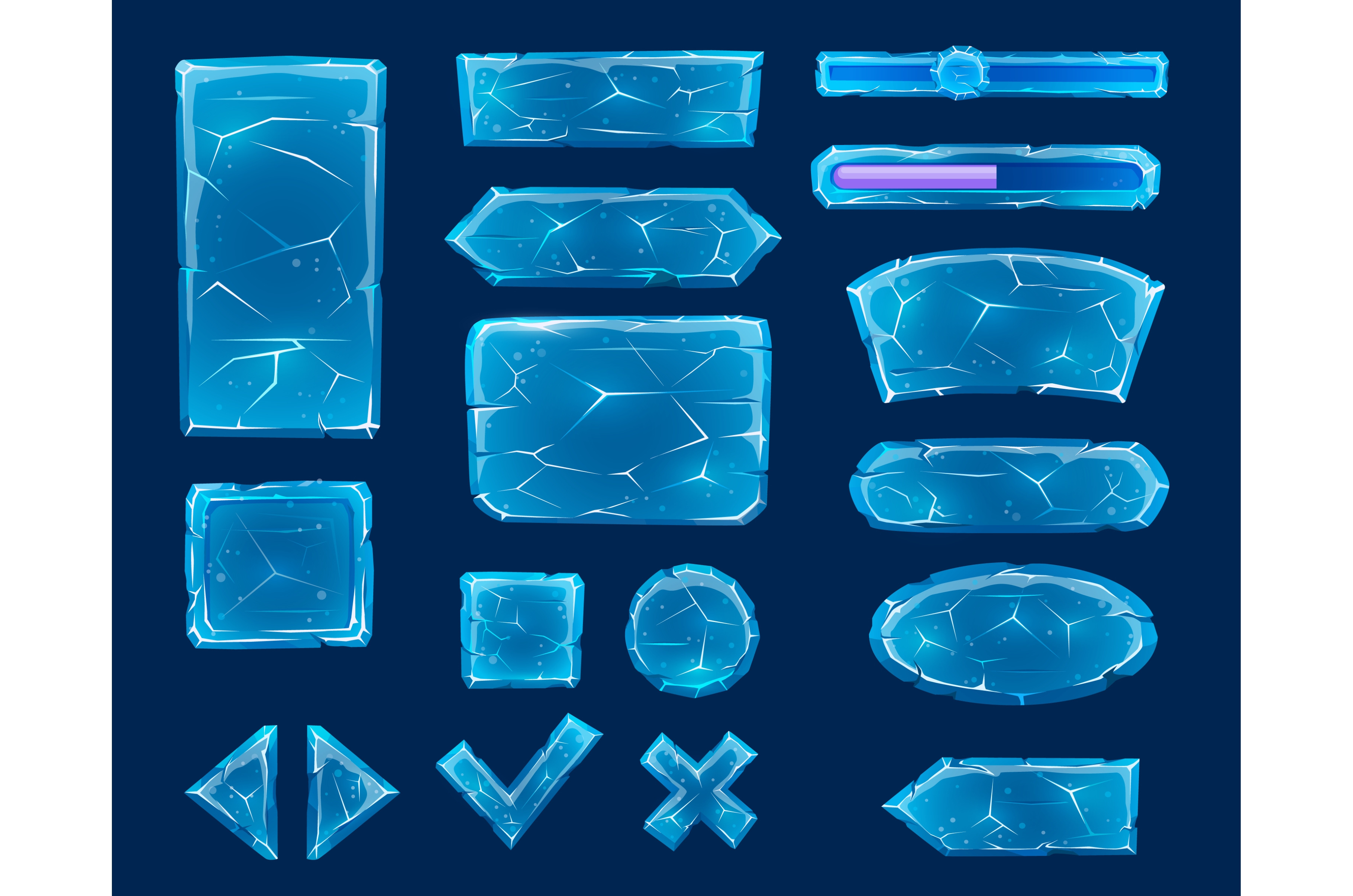 Cartoon ice buttons, game interface | Illustrations ~ Creative Market
