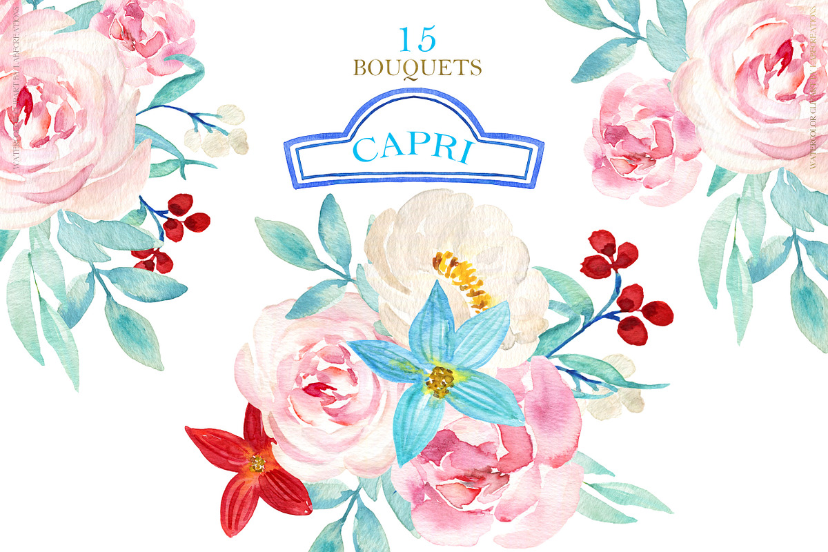 CAPRI Watercolor Clipart Collection