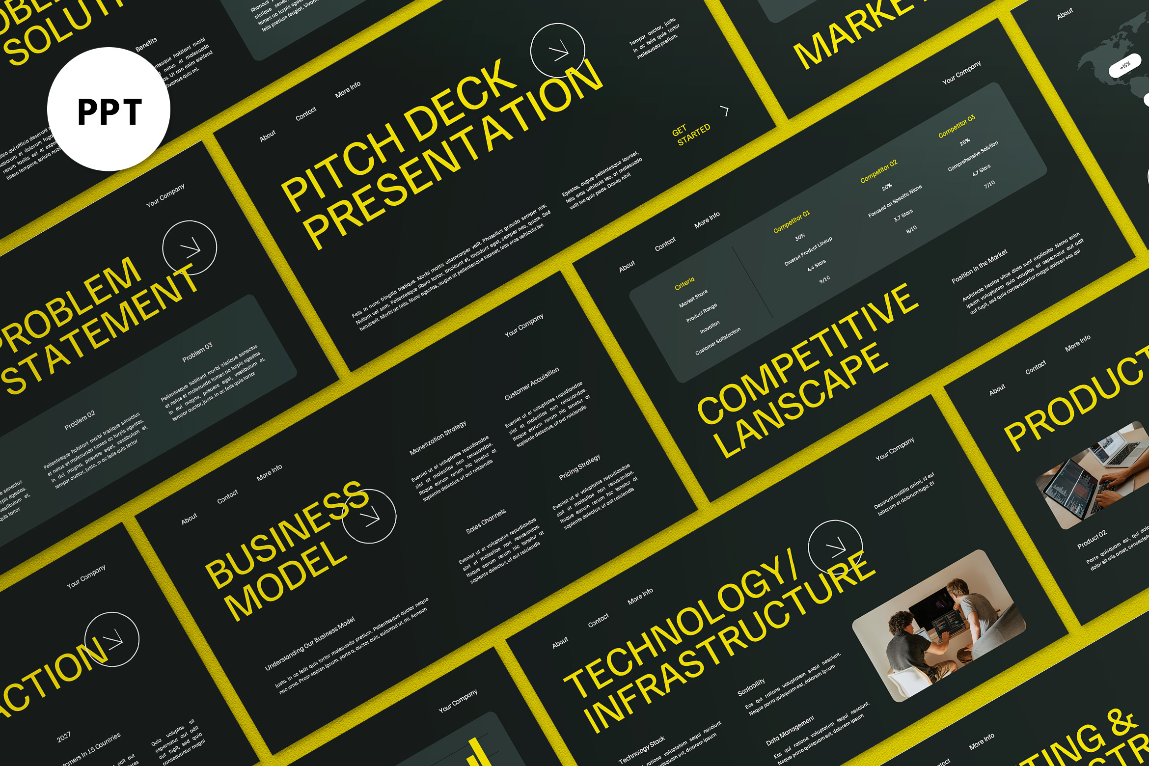 Dark Green Company Profile PPT, a Presentation Template by graphicook