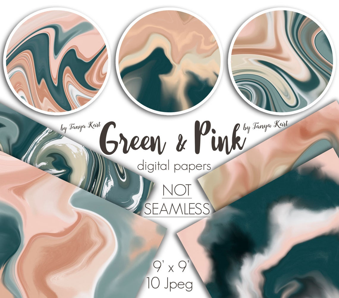 Green And Pink Digital Papers | Creative Market