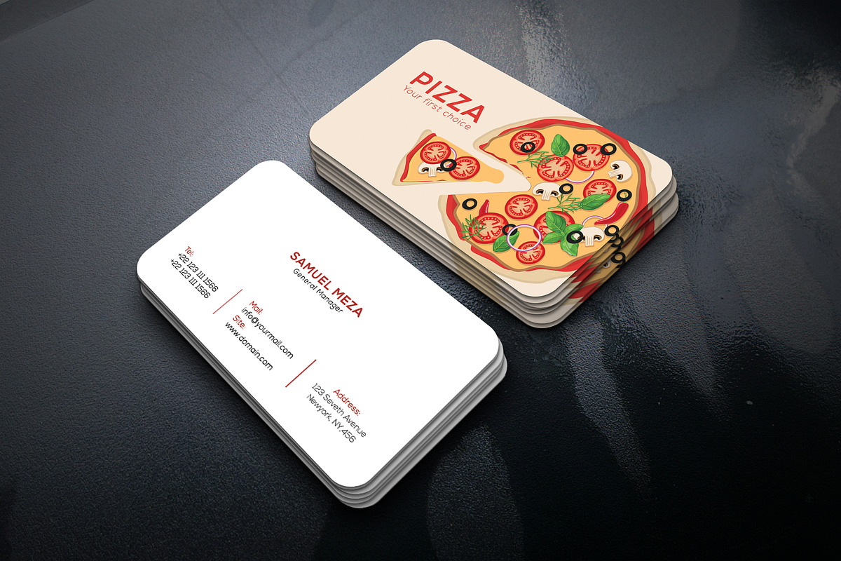 Pizza Shop Business Card, a Business Card Template by Smashing_Studio