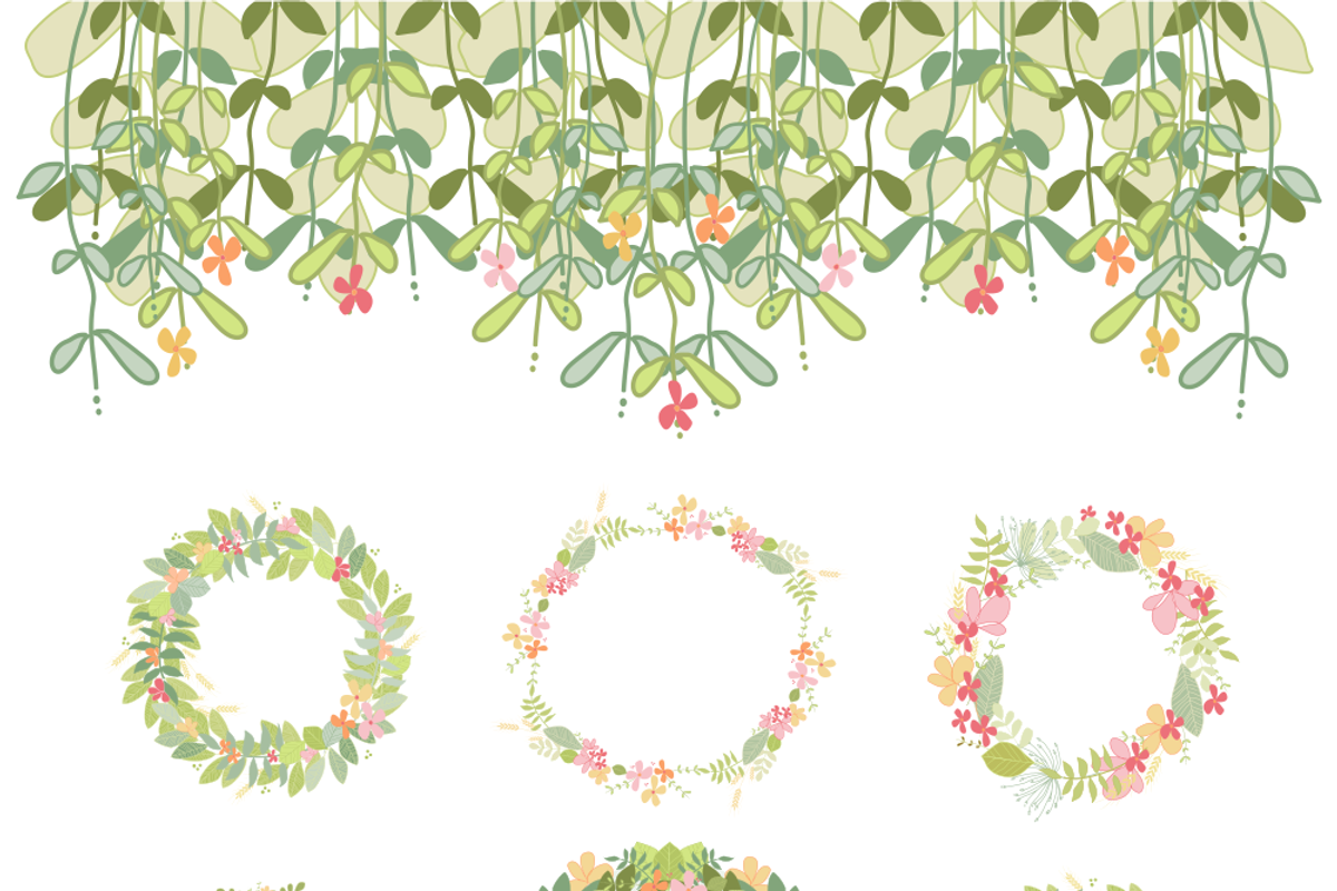 Floral Wreaths, Laurels, Banners, an Illustration by Kelly Jane Creative