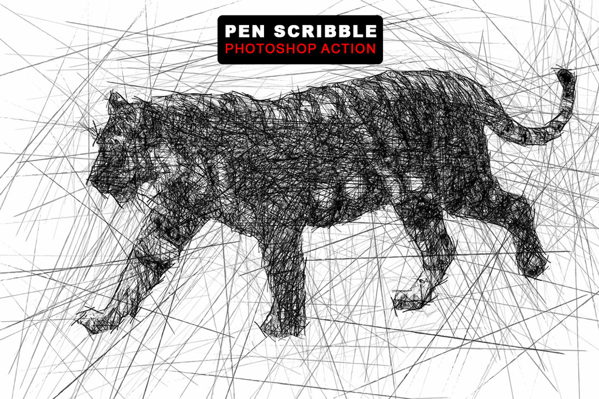 Pen Scribble Photoshop Action, an Action Add-On by designvillage