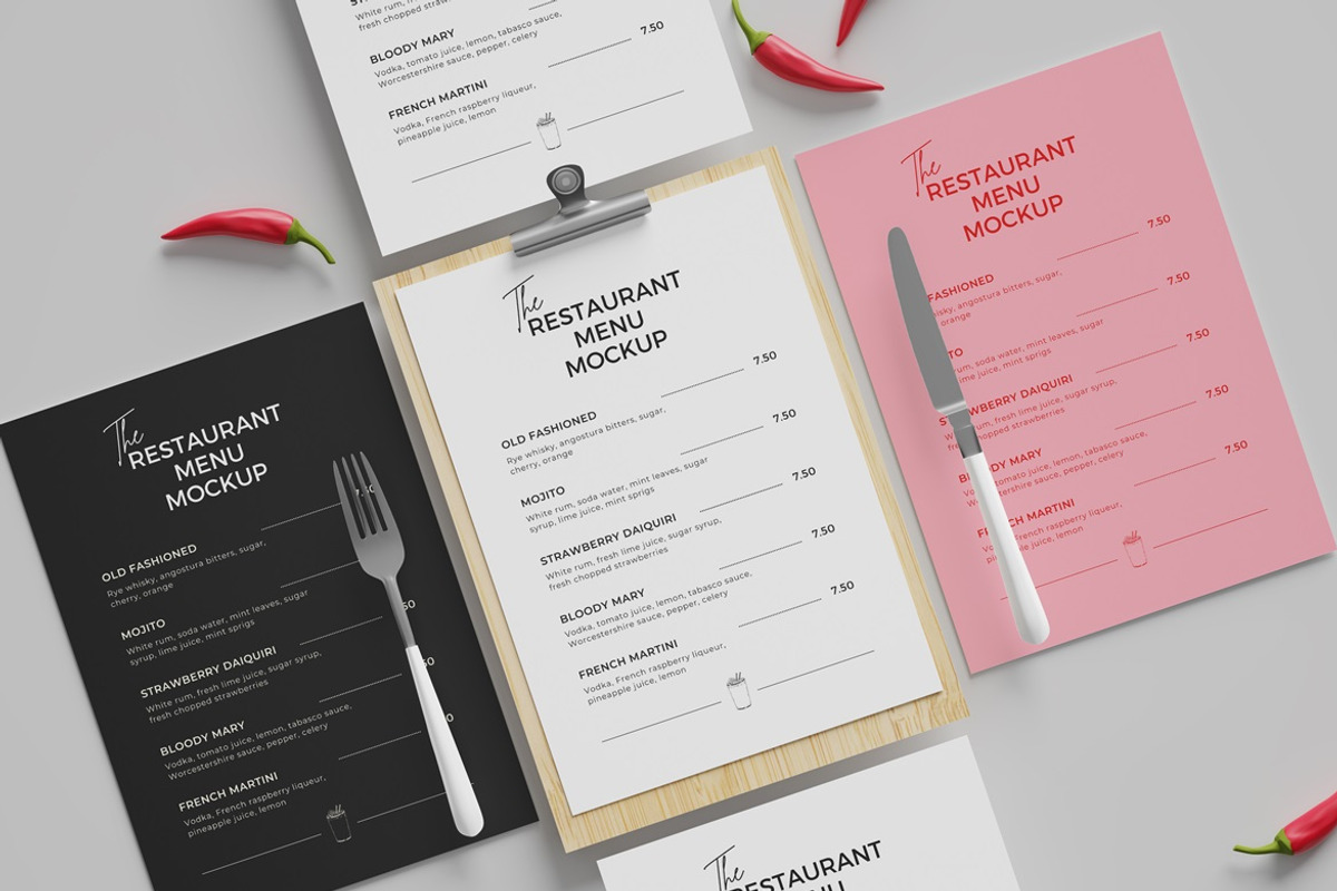 Restaurant Menu Mockup, a Product Mockup by Tokobeta