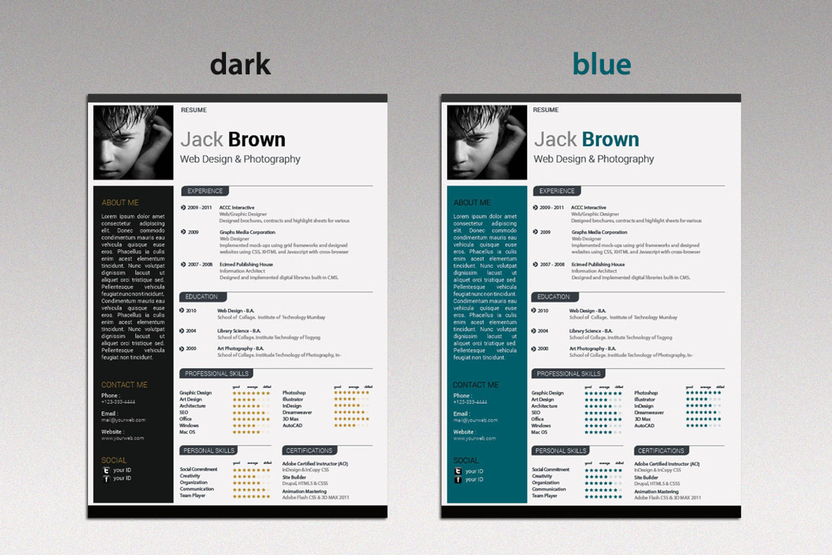 Indesign Resume Set, a Resume Template by Dedijuniadi | Creative Market