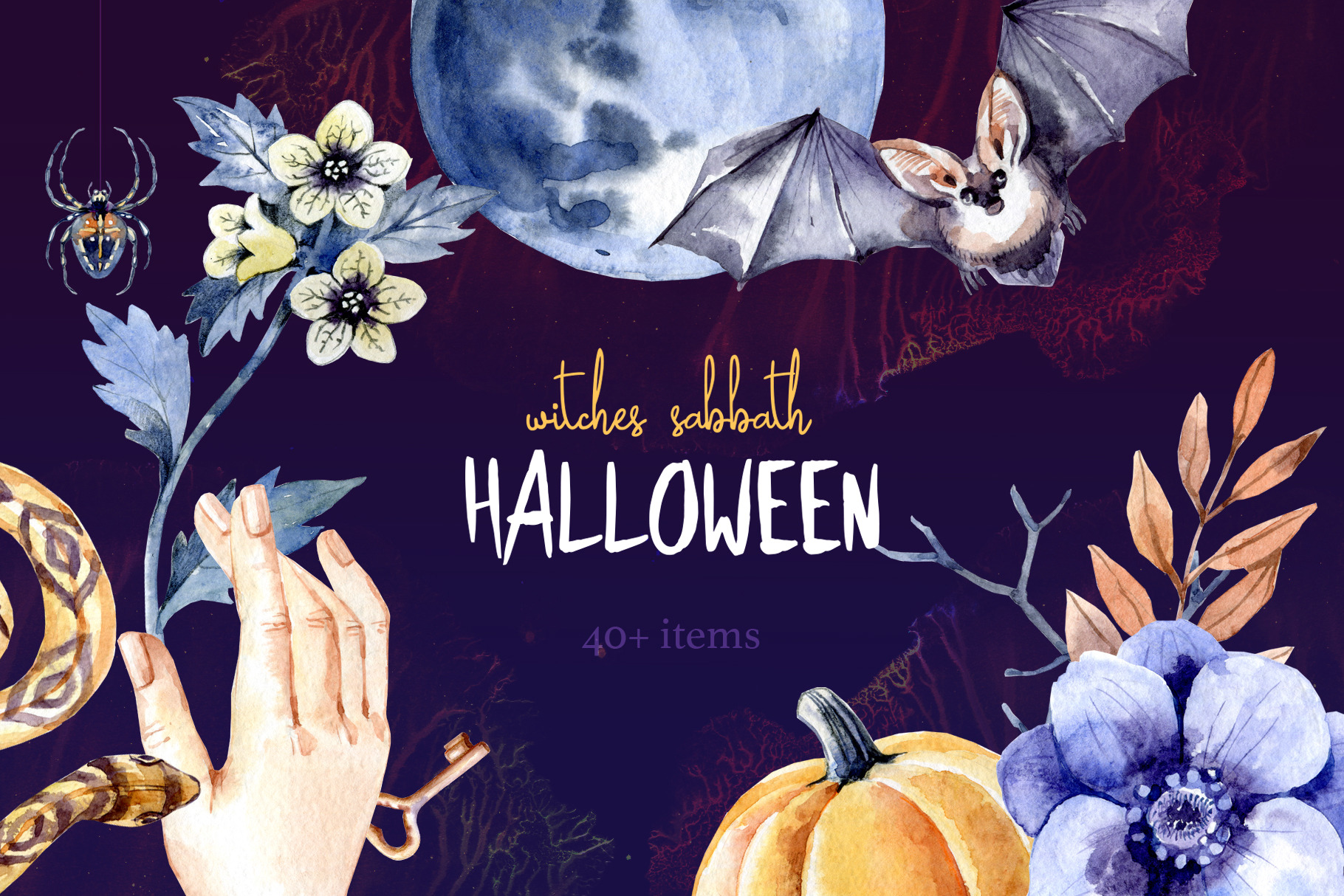 Watercolor Halloween Witch Clipart | Decorative Illustrations ...