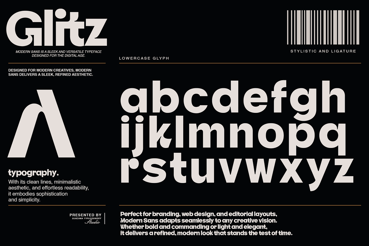 Glitz, a Sans Serif Font by senzana