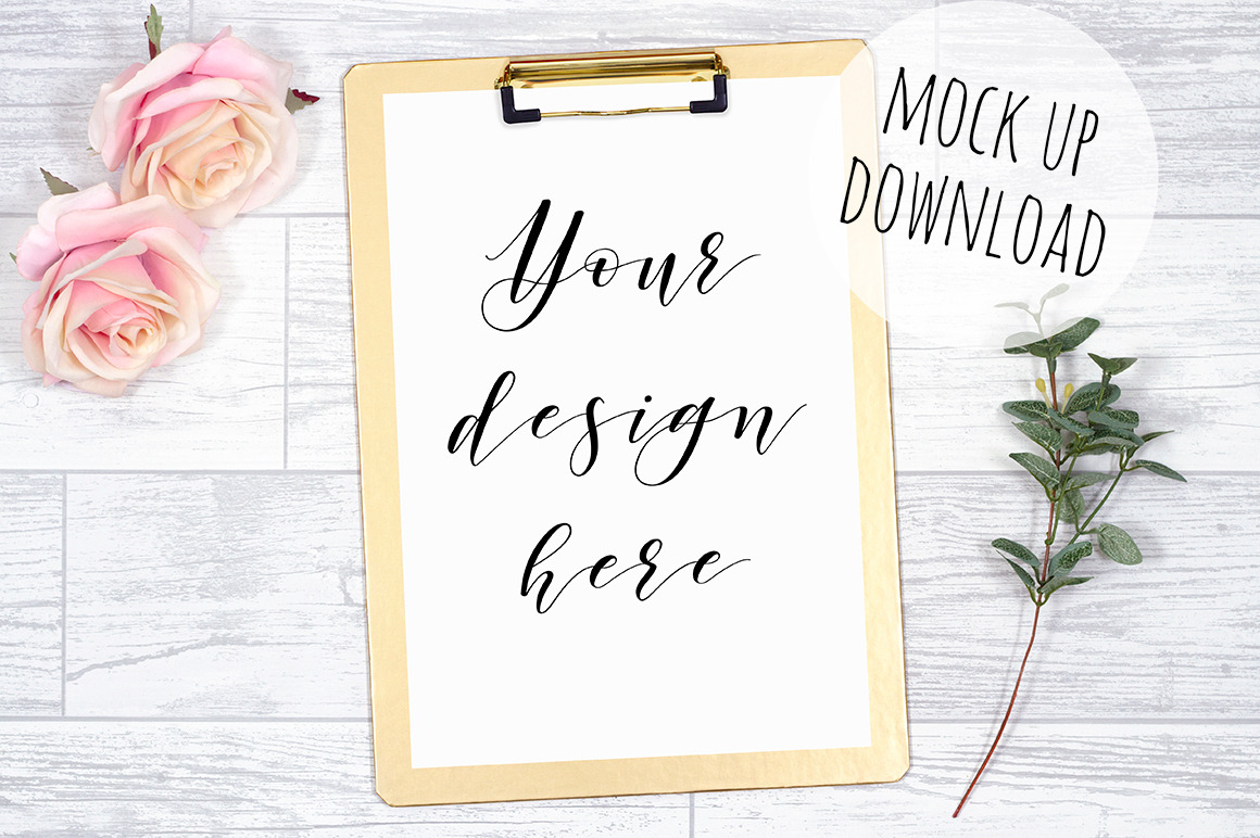Gold Clipboard Mockup Styled Photo, a Mockup by Pixomize