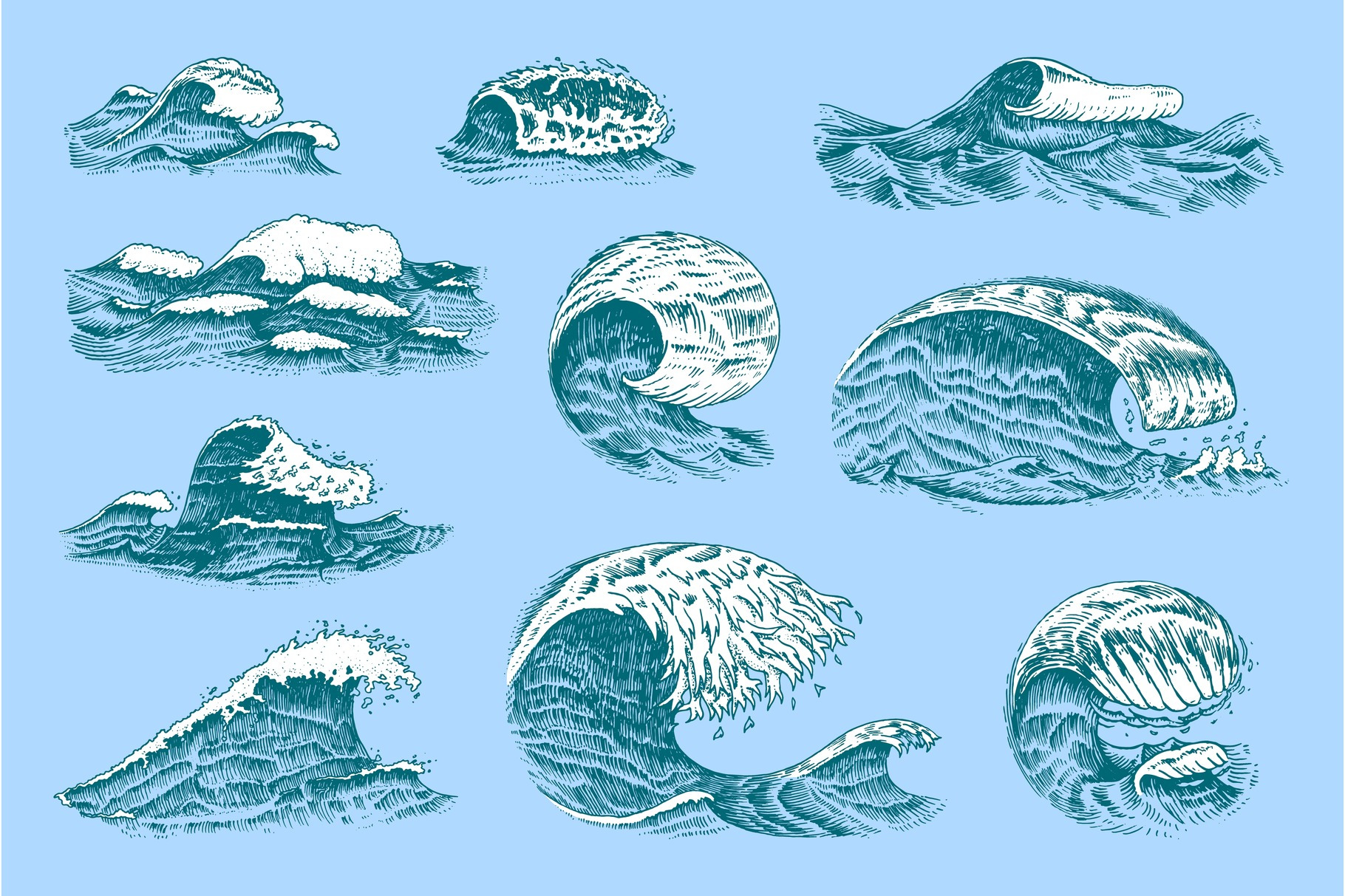 Atlantic tidal waves. Vintage | Decorative Illustrations ~ Creative Market