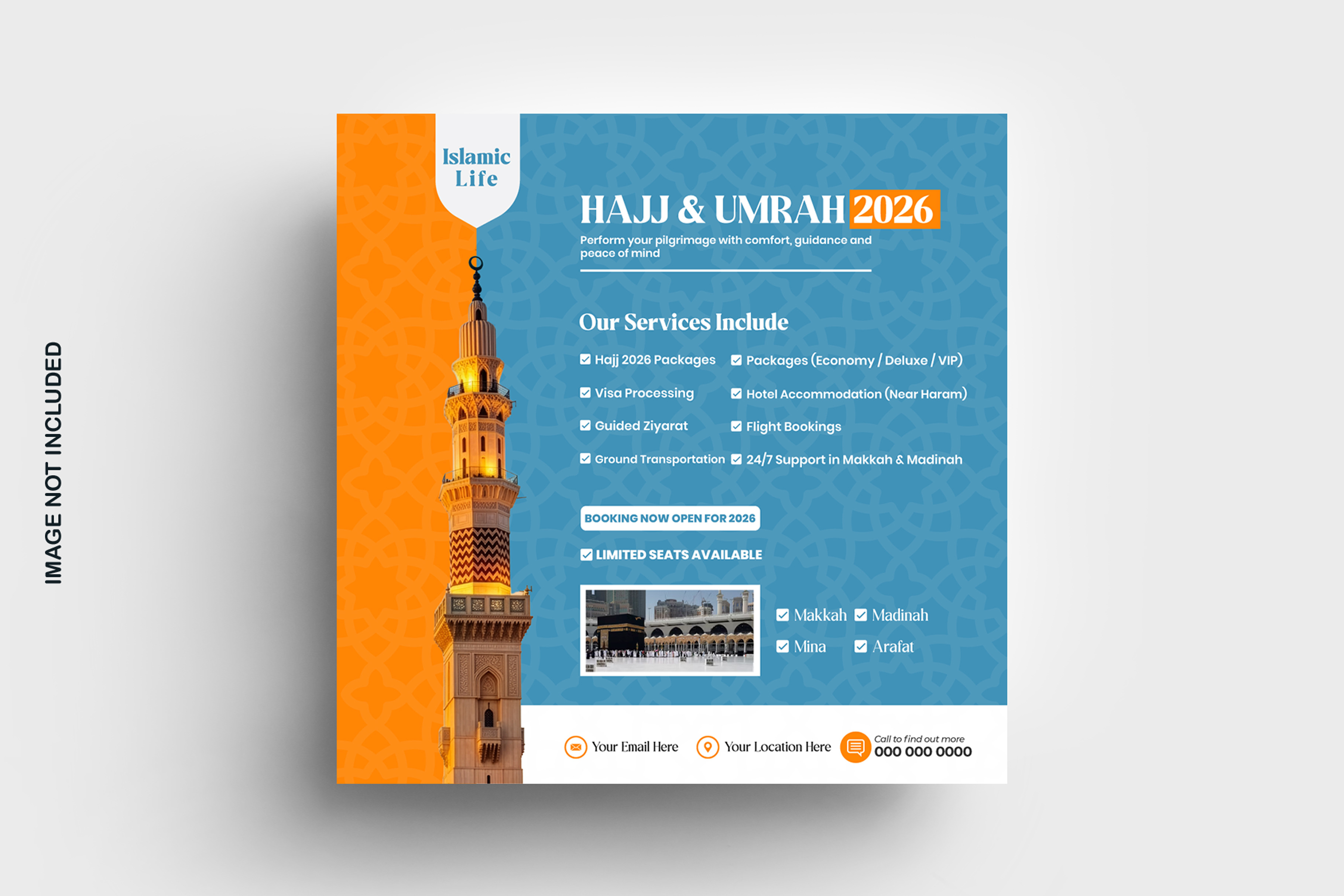 Hajj and Umrah 2026 Pilgrimage, a Social Media Template by graphics city