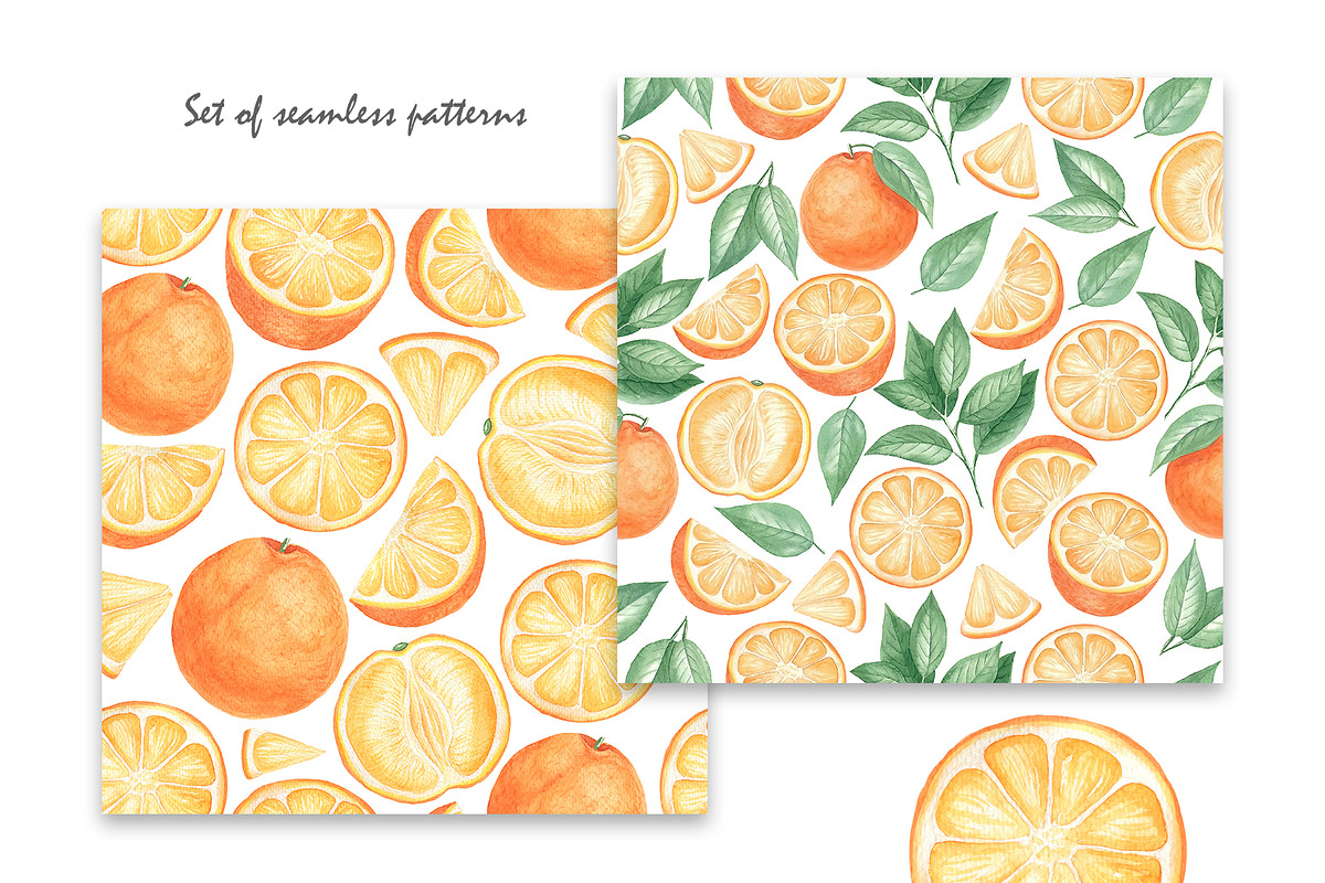 Watercolor Orange Fruit Clipart, a Decorative Illustration by OlDm_Shop