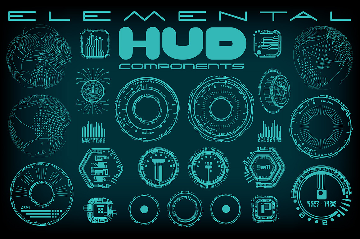 Elemental HUD Components Vectors, a Background Graphic by Mysterylab ...