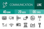 40 Communication Line Icons, an Outline Icon by IconBunny | Creative Market