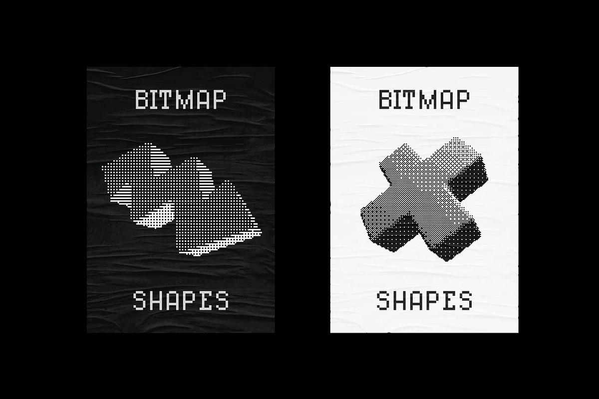 144 Dithering Bitmap Vector Shapes, an Object Graphic by pixelbuddha.net