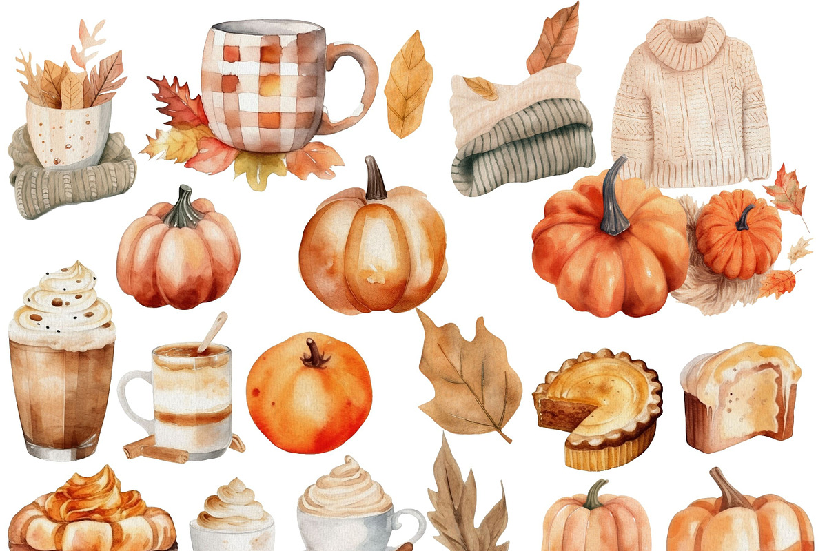 Pumpkin Spice Fall Clipart Set, a Graphic by JBArt Clipart | Creative Market
