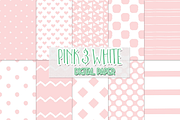 Pink and White digital paper, a Pattern Graphic by TeaBerry