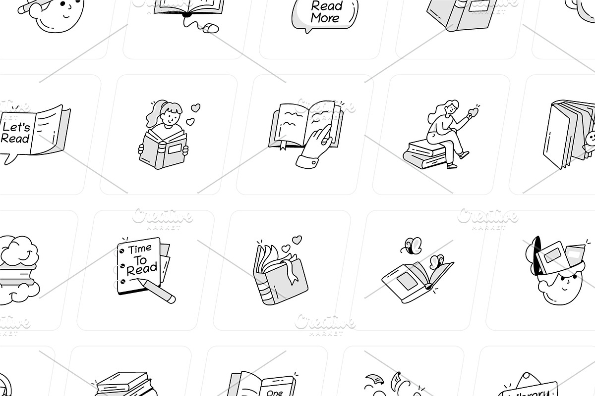 Library and Reading Doodles