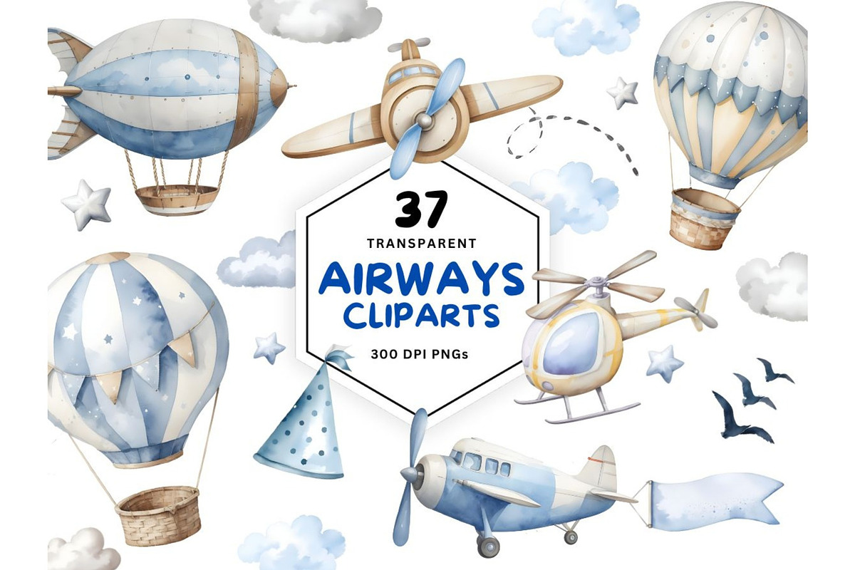 Air Transport Watercolor Clipart PNG