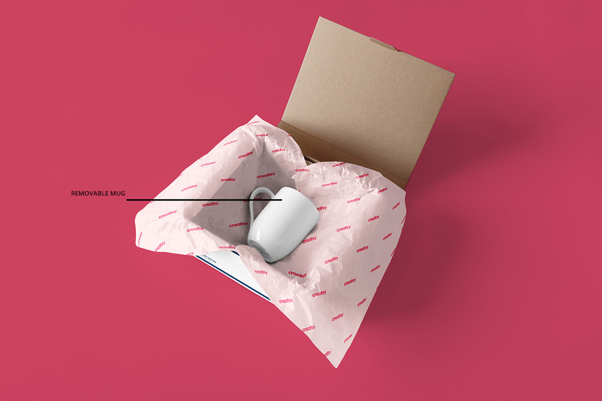 Mailing Box & Wrapping Paper Mockup, a Packaging Mockup by Creatsy