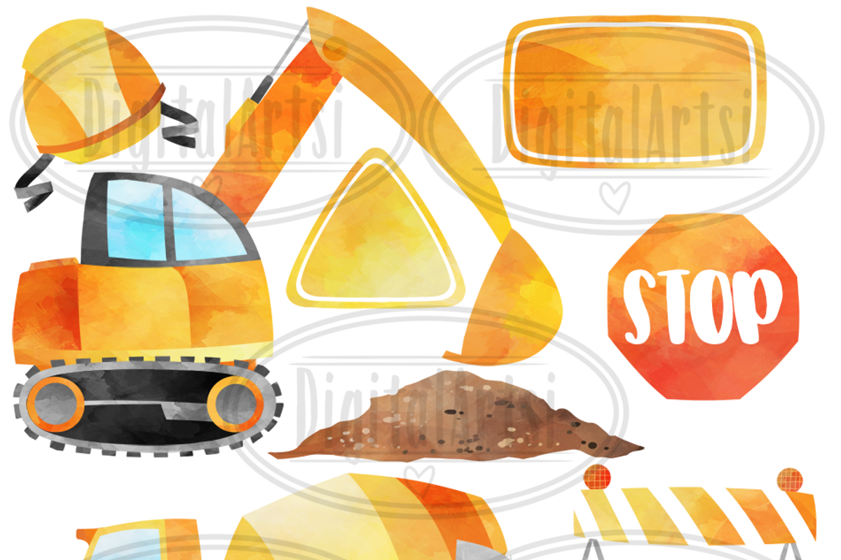 Watercolor Construction Clipart, an Illustration by DigitalArtsi