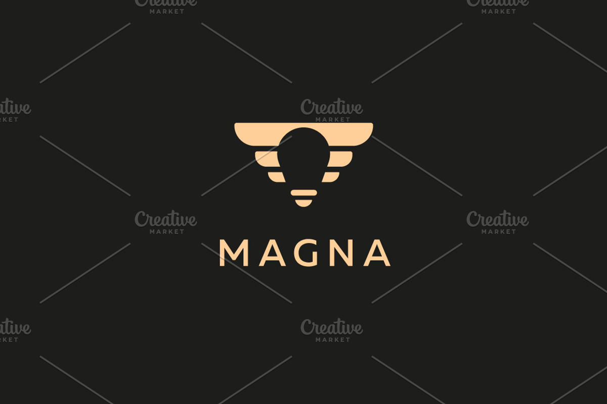 Idea negative space bulb wings logo, a Branding & Logo Template by Bureau