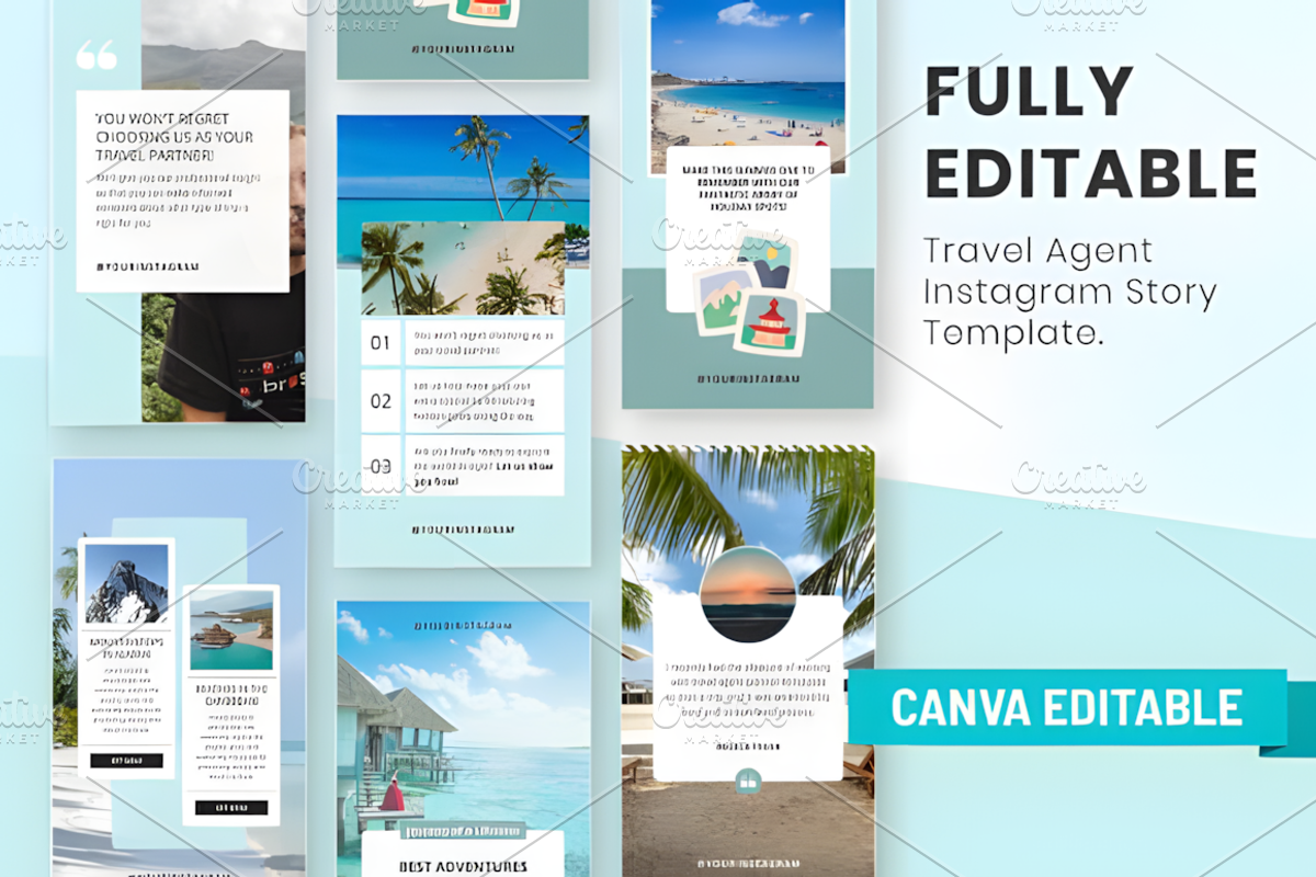 Travel Agent IG Canva Story Template, a Social Media Template by Ink ...