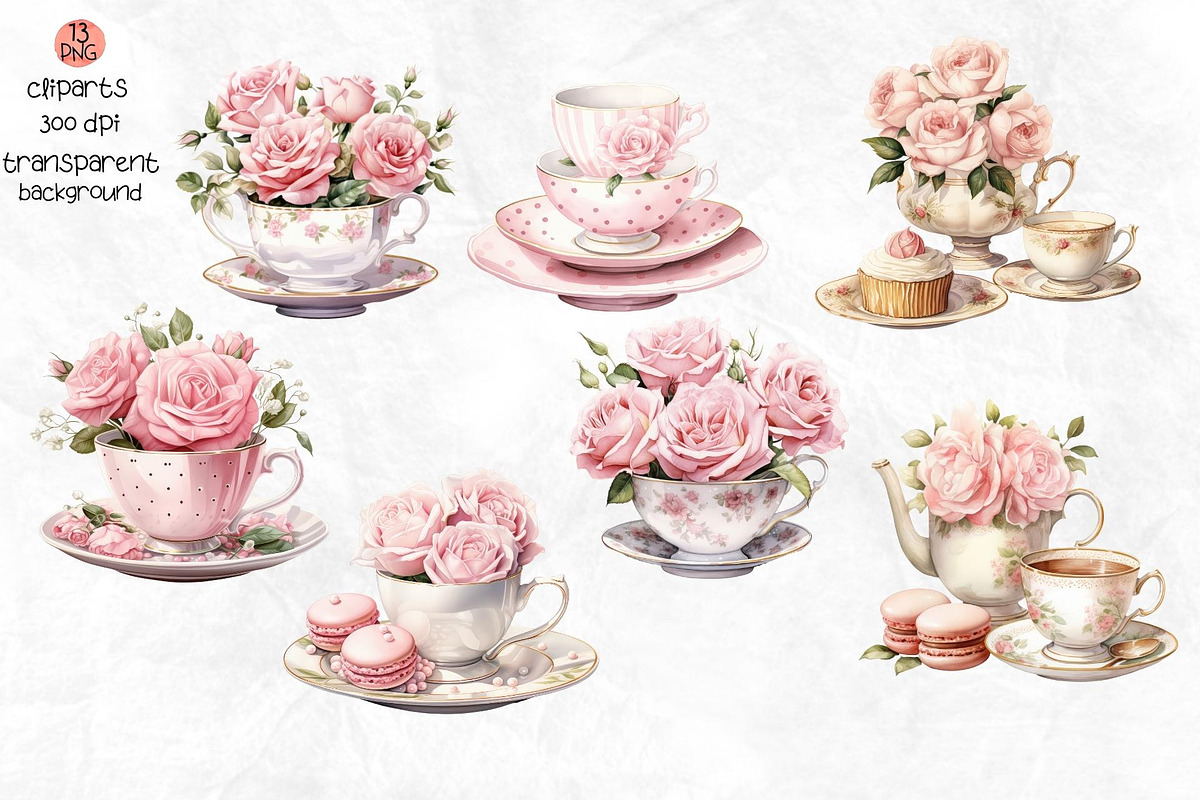 Vintage Pink Rose Watercolor Clipart, a Decorative Illustration by ...