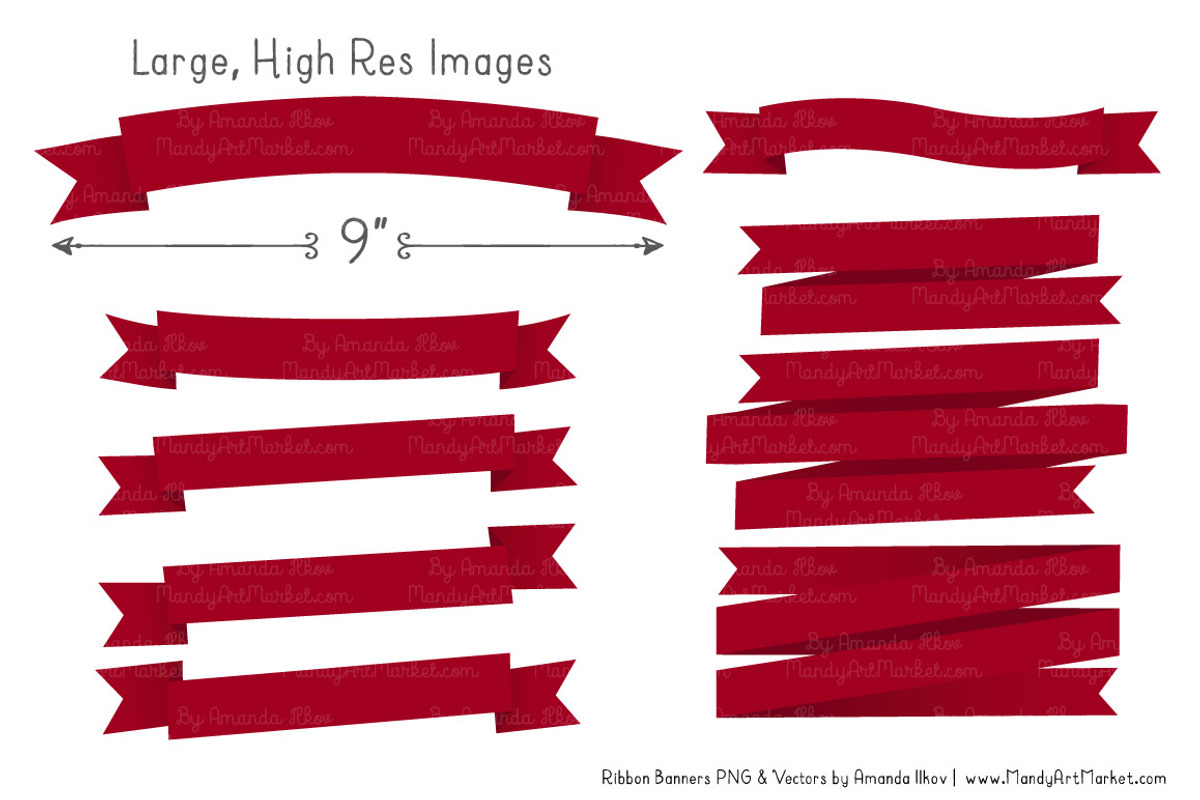Ruby Ribbon Banner Clipart, an Illustration by Amanda Ilkov