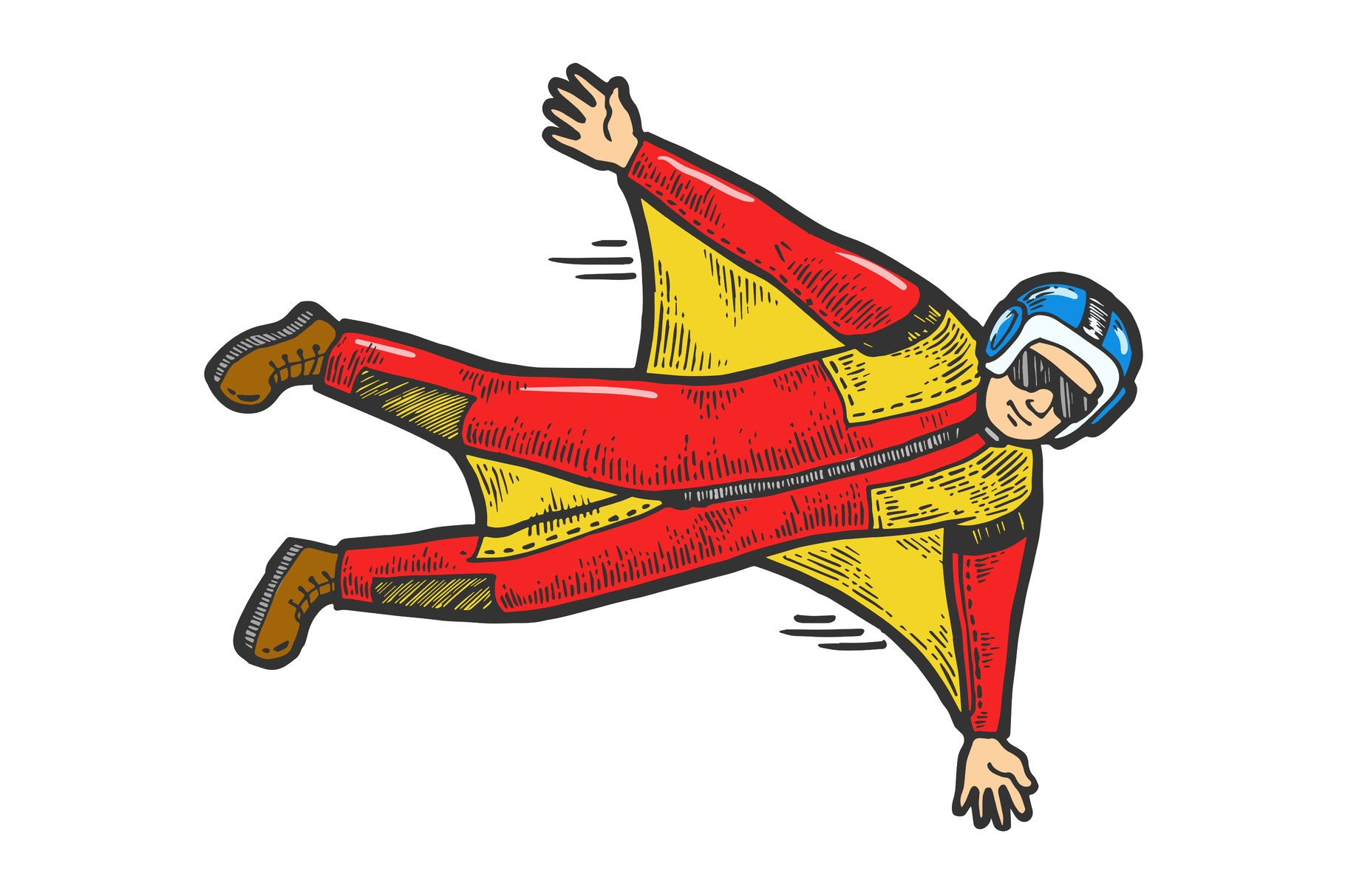 Wingsuit flying sketch vector, an Object Graphic by AlexArt