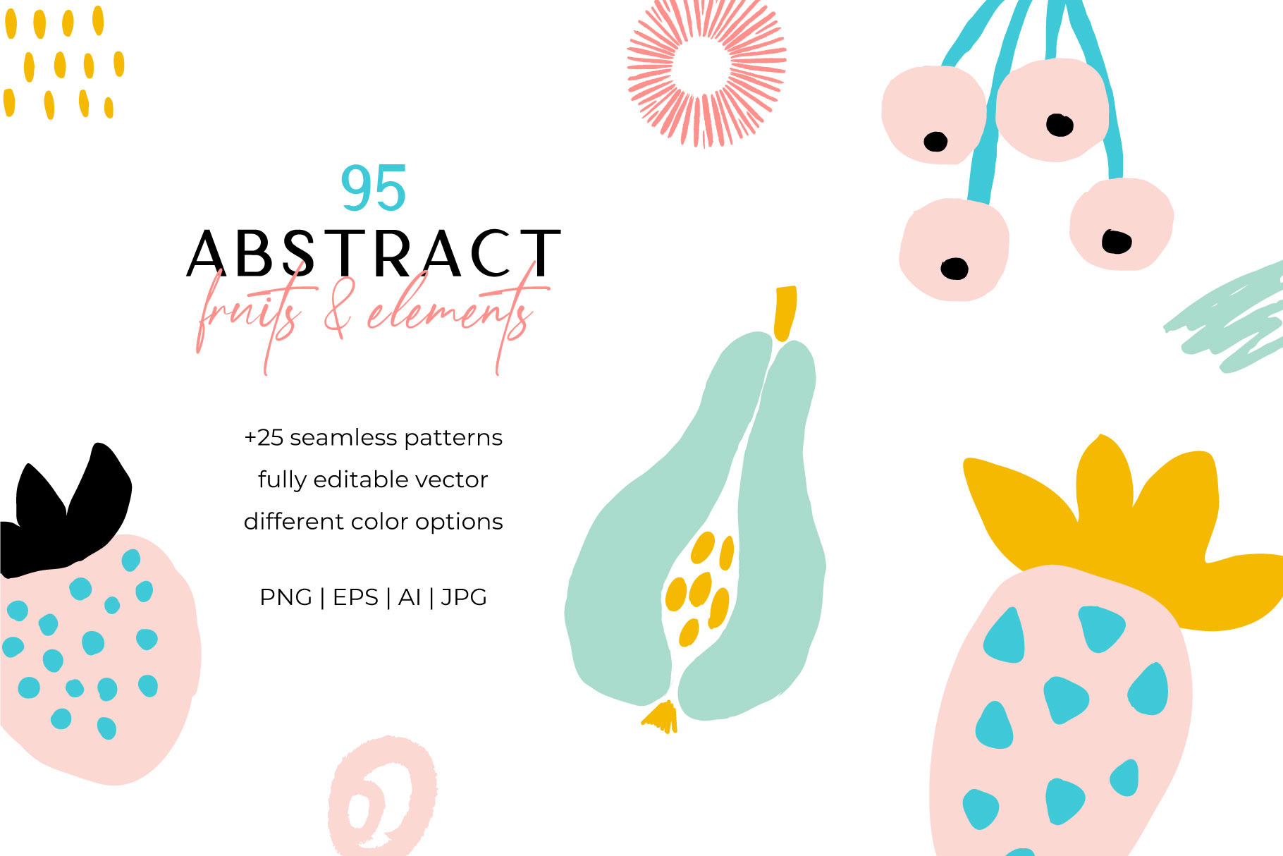 Abstract fruits pattern collection, an Object Graphic by Yamurchik