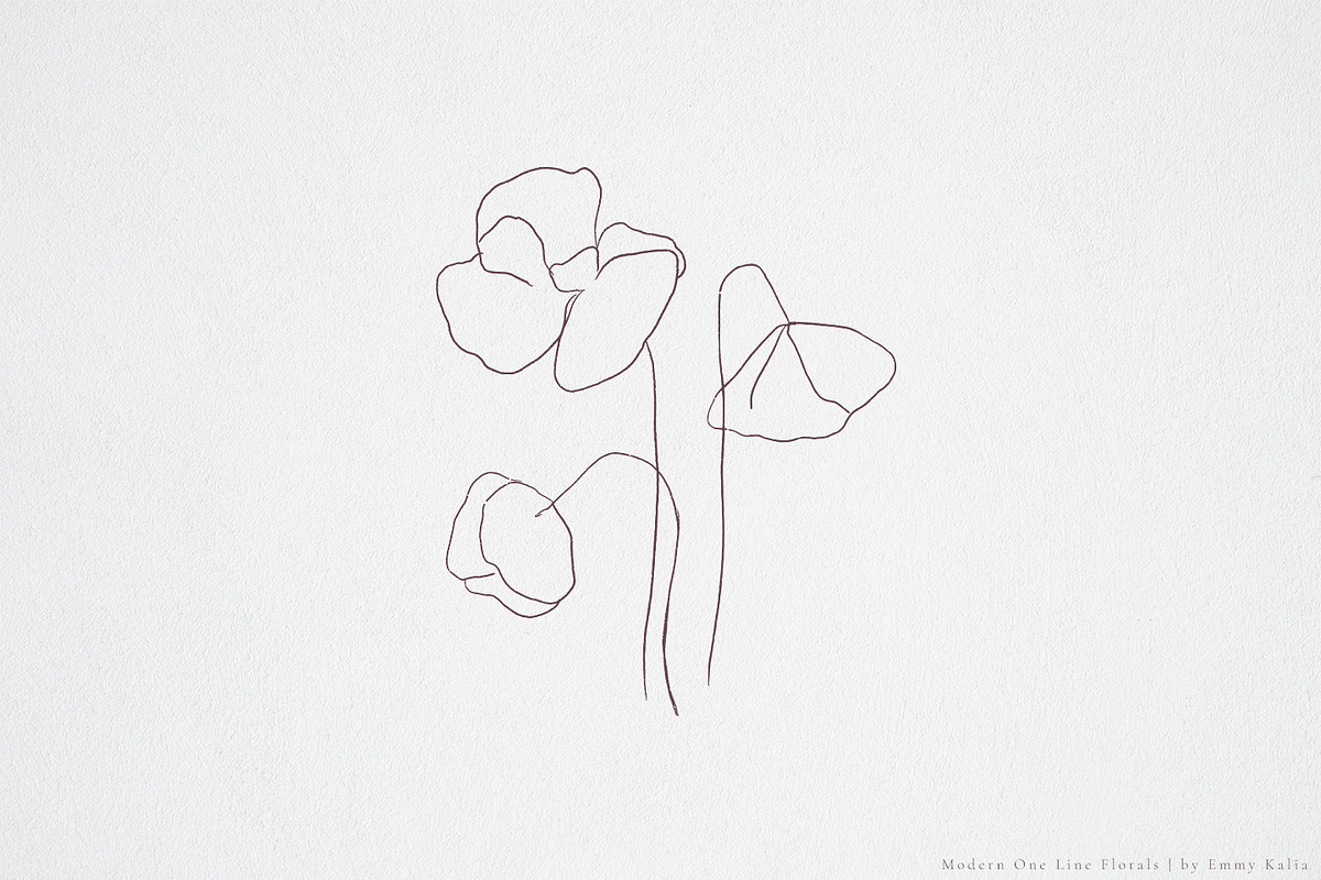 Modern One Line Floral Drawings, an Illustration by Emmy Kalia
